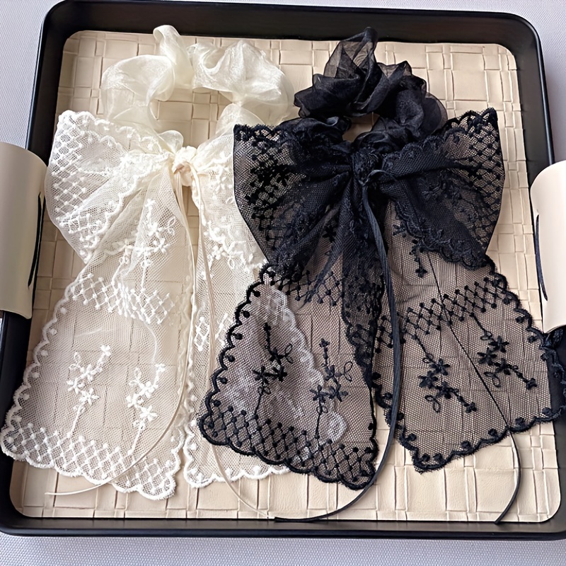1pc Lace Bowknot Ribbon Hair Ties, Elegant Scrunchies, Sweet Hair ...