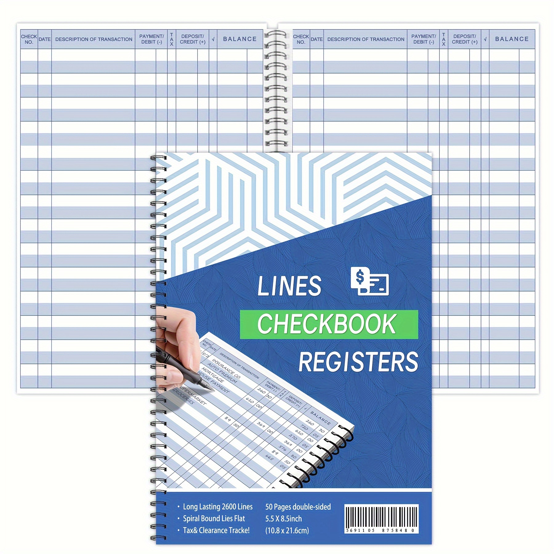 Spiral-bound Checkbook Registers, 100 Pages Double-sided A5 Paper ...