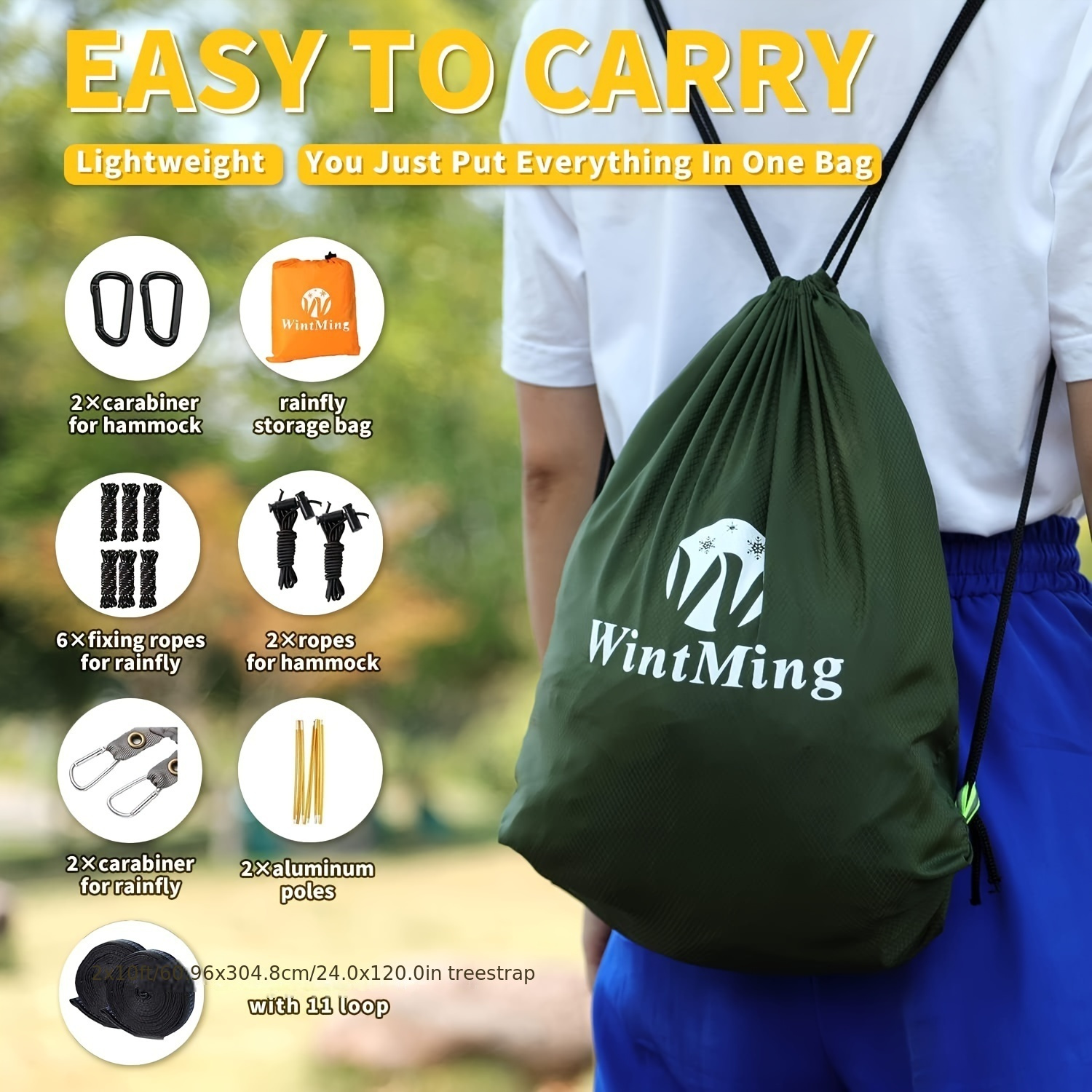 Camping Hammock With Mosquito Net And Rain Fly Cover Portable ...