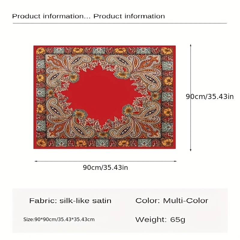 Classic Paisley Printed Square Scarf Elegant Thin Simulated - Temu ...