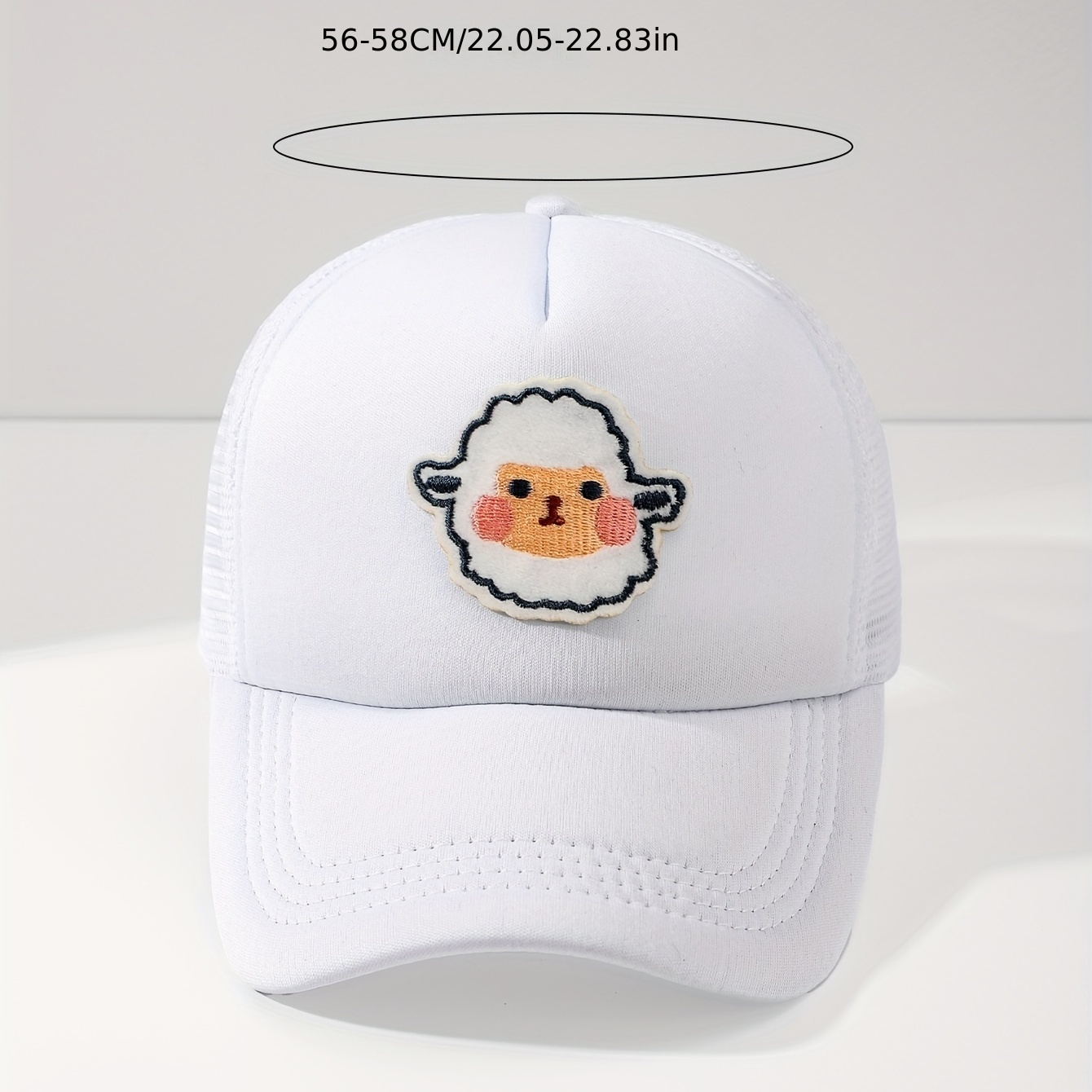 Sheep Patch White Trucker Hat Cartoon Mesh Baseball Cap - Temu