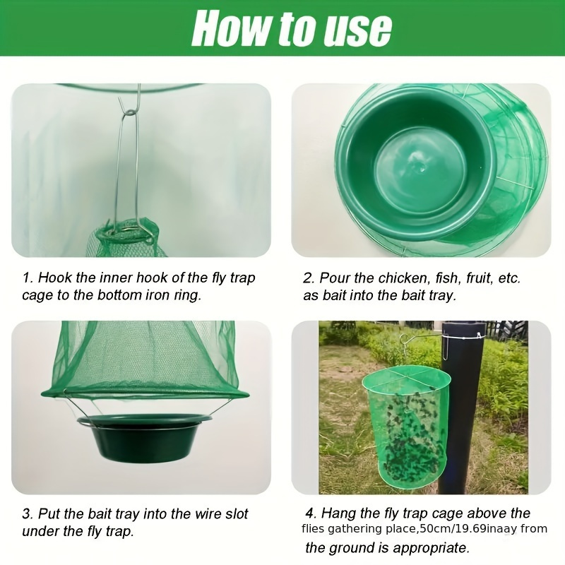 4pcs Reusable Outdoor Fly Traps Hanging Non Electric Insect Catcher ...