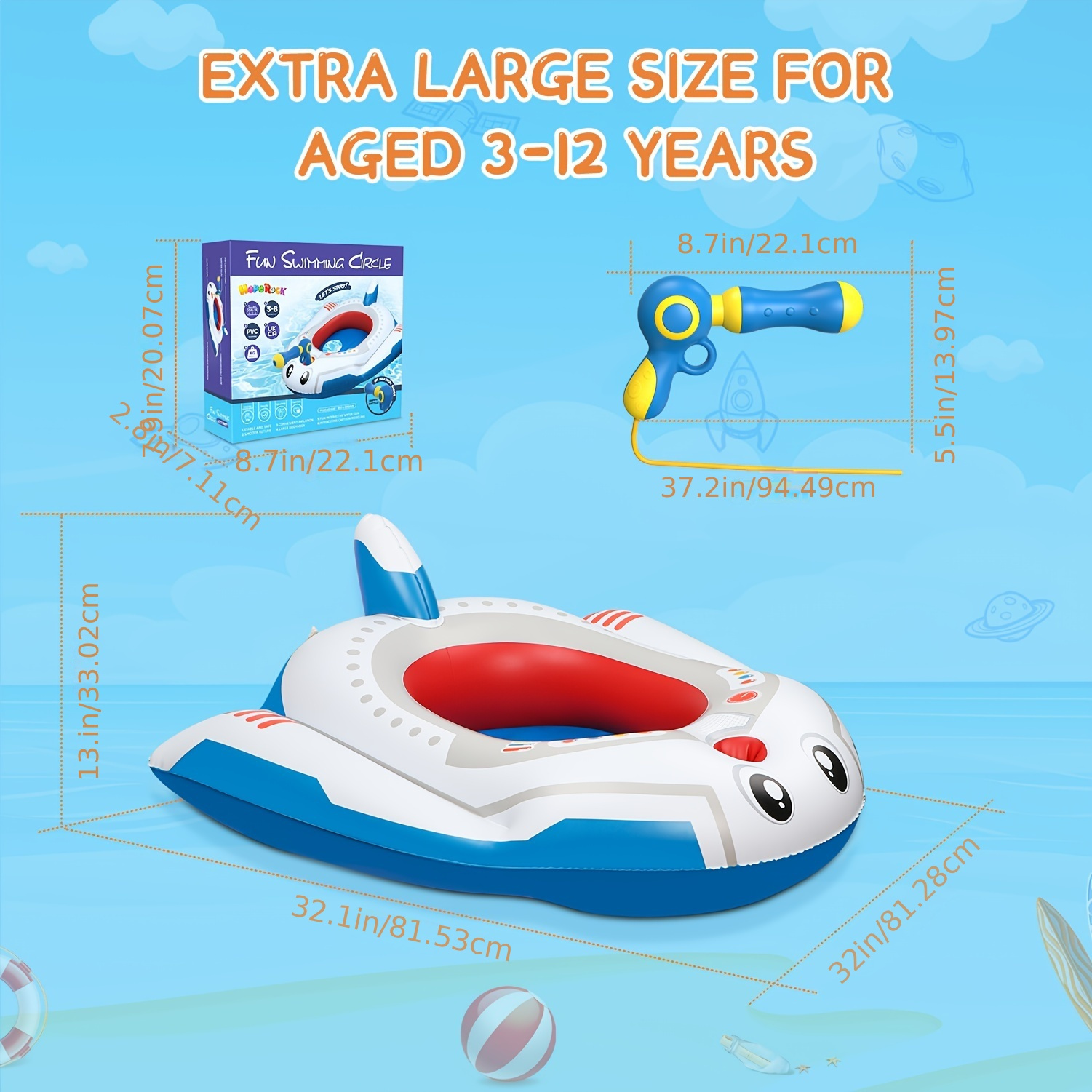 Pool Floats Kids Water Gun Pirate Ship Float Toy Blow - Temu