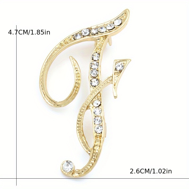 Metal Faux Diamond Inlaid Letter Badge Brooch Pin Clothing - Temu ...