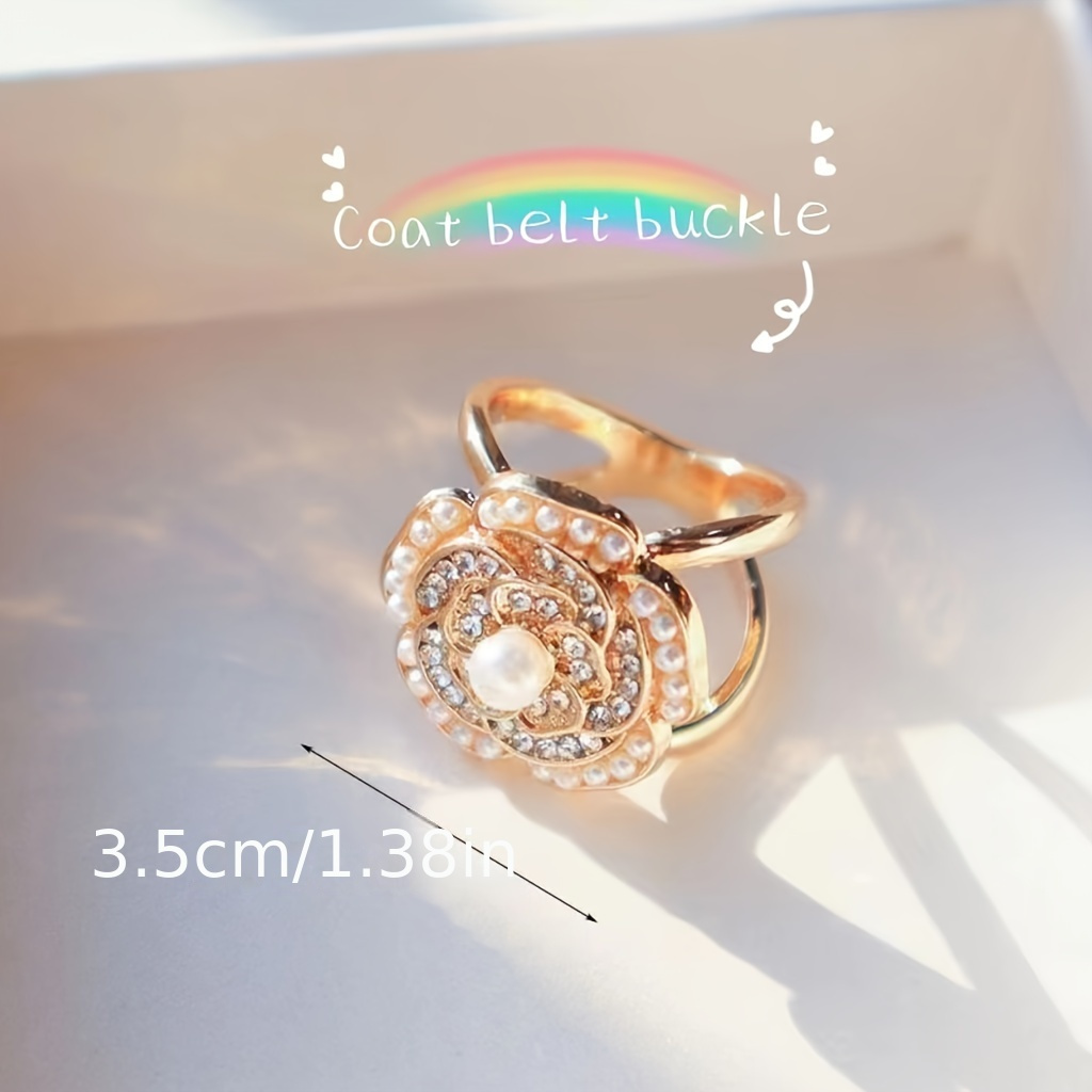 Elegant Rose Flower Scarf Buckle Inlaid Faux Pearls Elegant - Temu ...