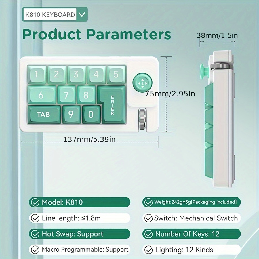 K810 12 key Wired Mechanical Gaming Keypad Joystick - Temu