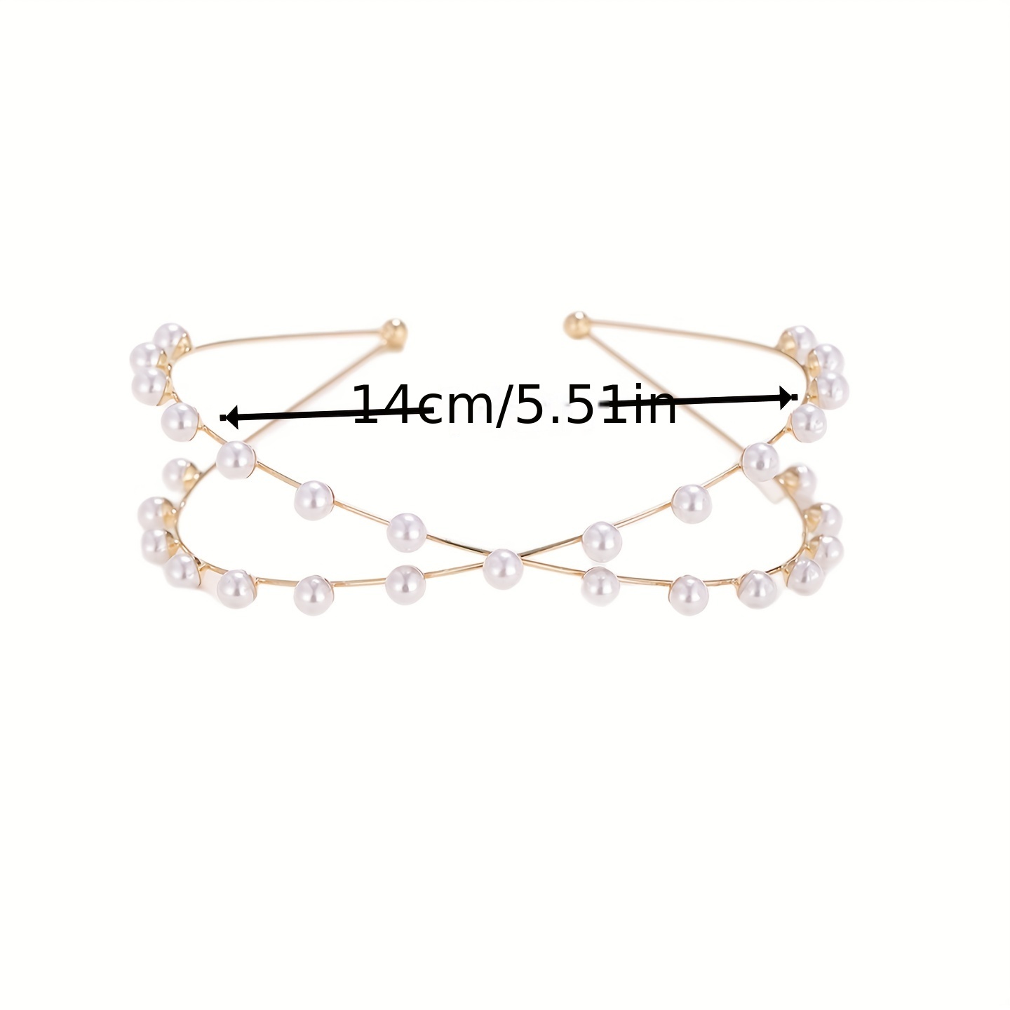 Faux Pearl Headband Two layer Head Hoop Cross Headdress - Temu United ...