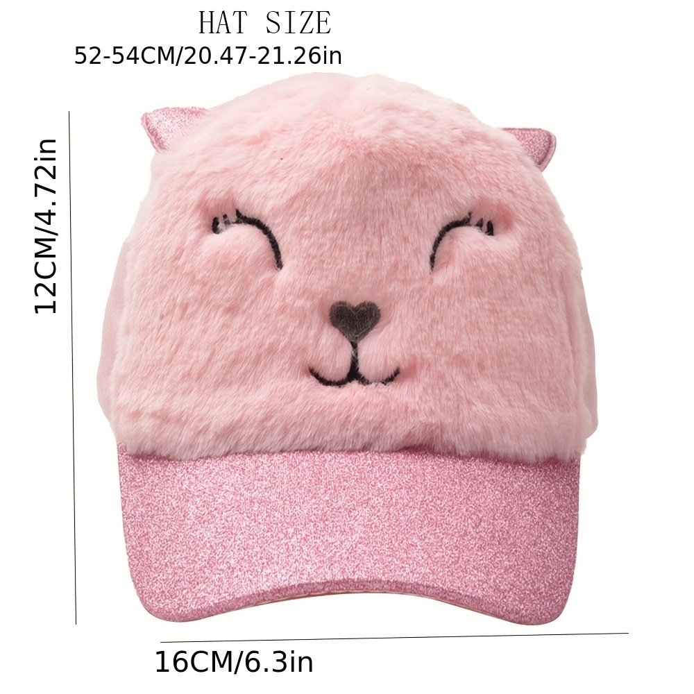 Kids Cartoon Baseball Cap Pink Plush Cute Hat - Temu United