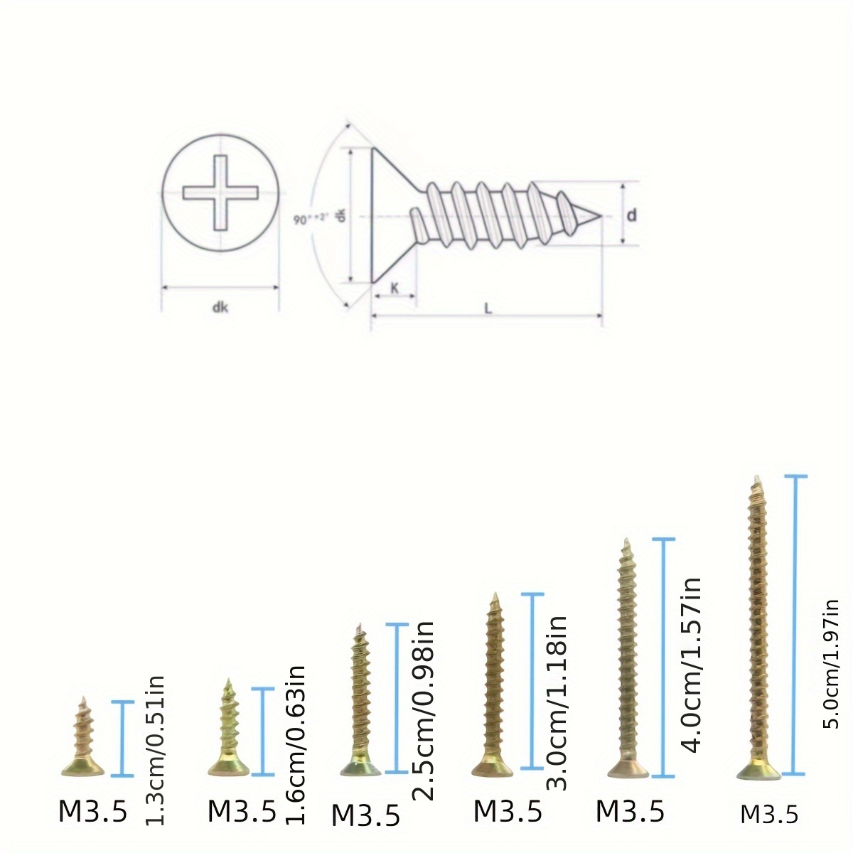 Premium Yellow Zinc Coated Wood Screws Durable Fiberboard - Temu