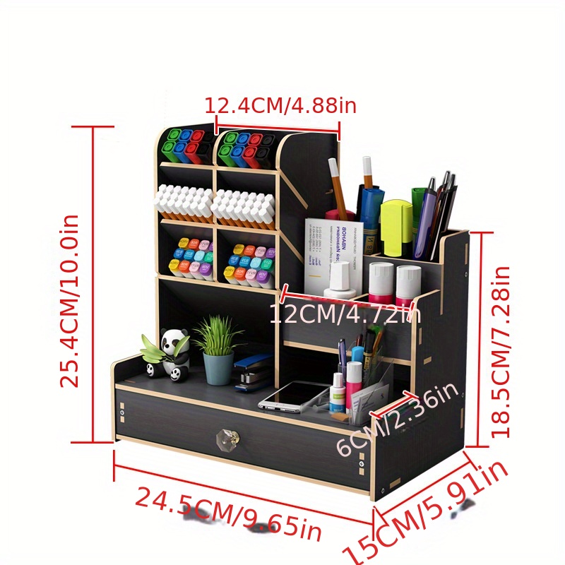Fashion Pen Holder Stationery Storage Box Desktop Wooden Creative Pen ...