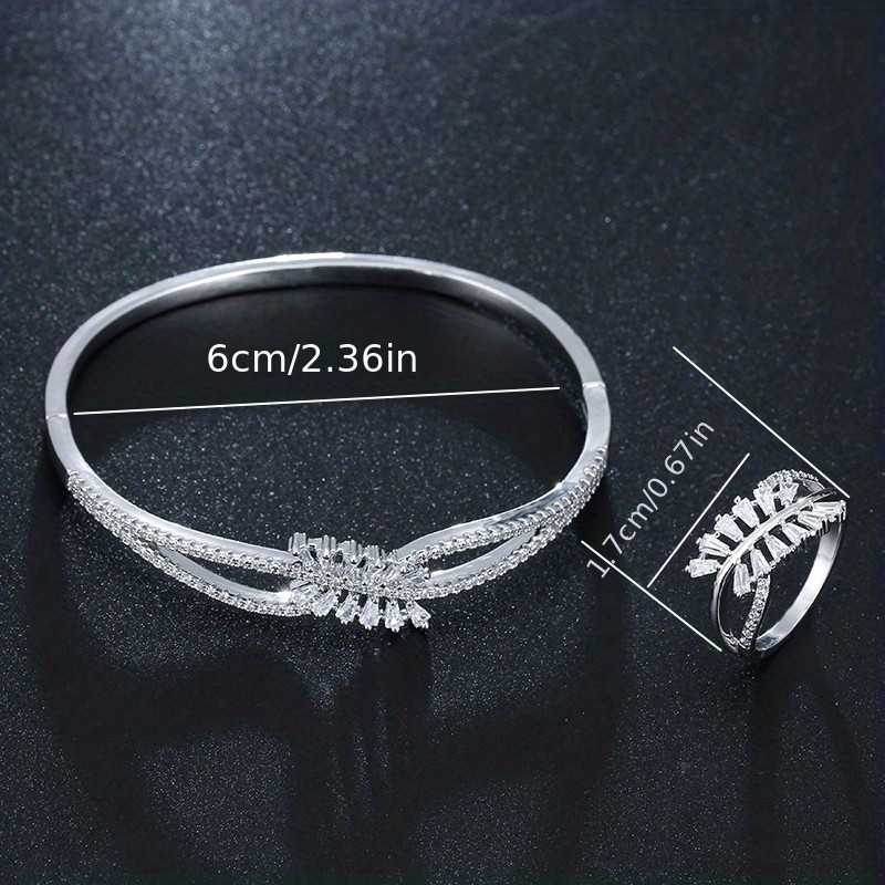 Bracelet Plus Ring Kpop Style Jewelry Set 18k Gold Plated Inlaid ...