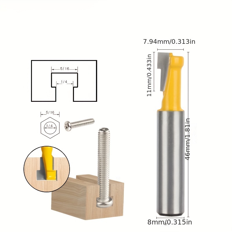 Shank Woodworking Router Bit Set Single Double flute T slot - Temu ...