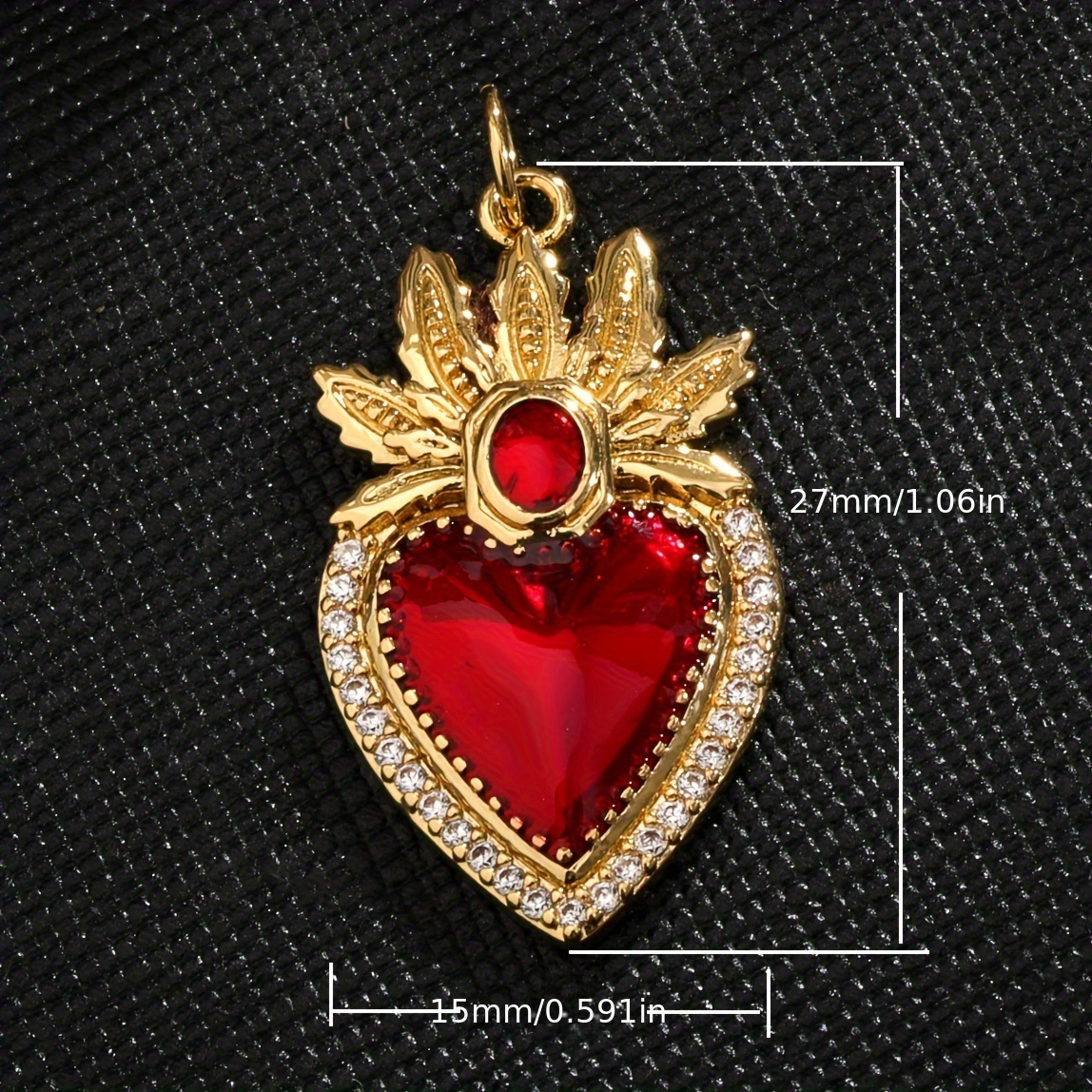 Copper Gold Plated Zircon Drip Oil Heart Pendant Crown - Temu United ...