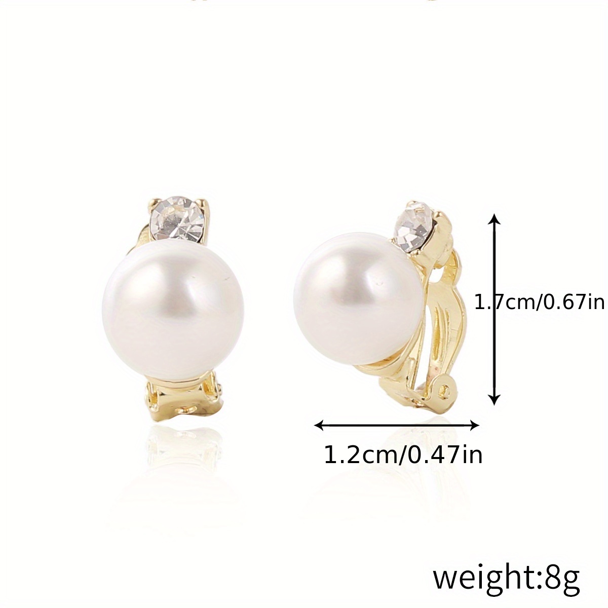Elegant Faux Pearl Ear Cuff Stylish Rhinestone Inlaid Shiny Clip On ...
