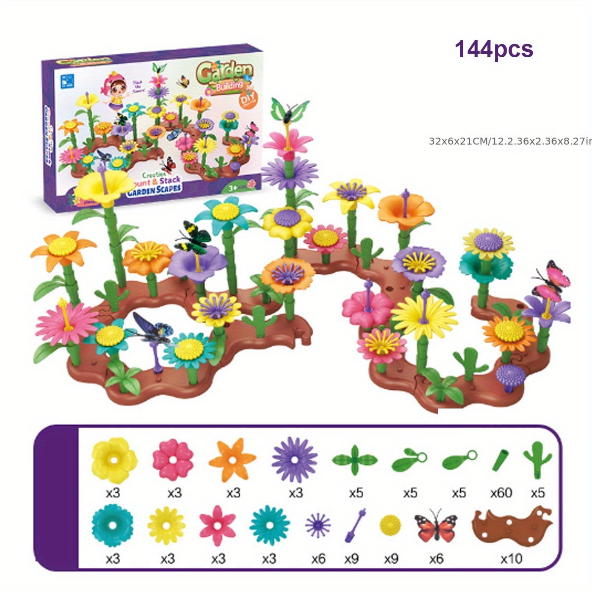 Flower Garden Building Stem Toys Gardening Pretend Gift For - Temu ...