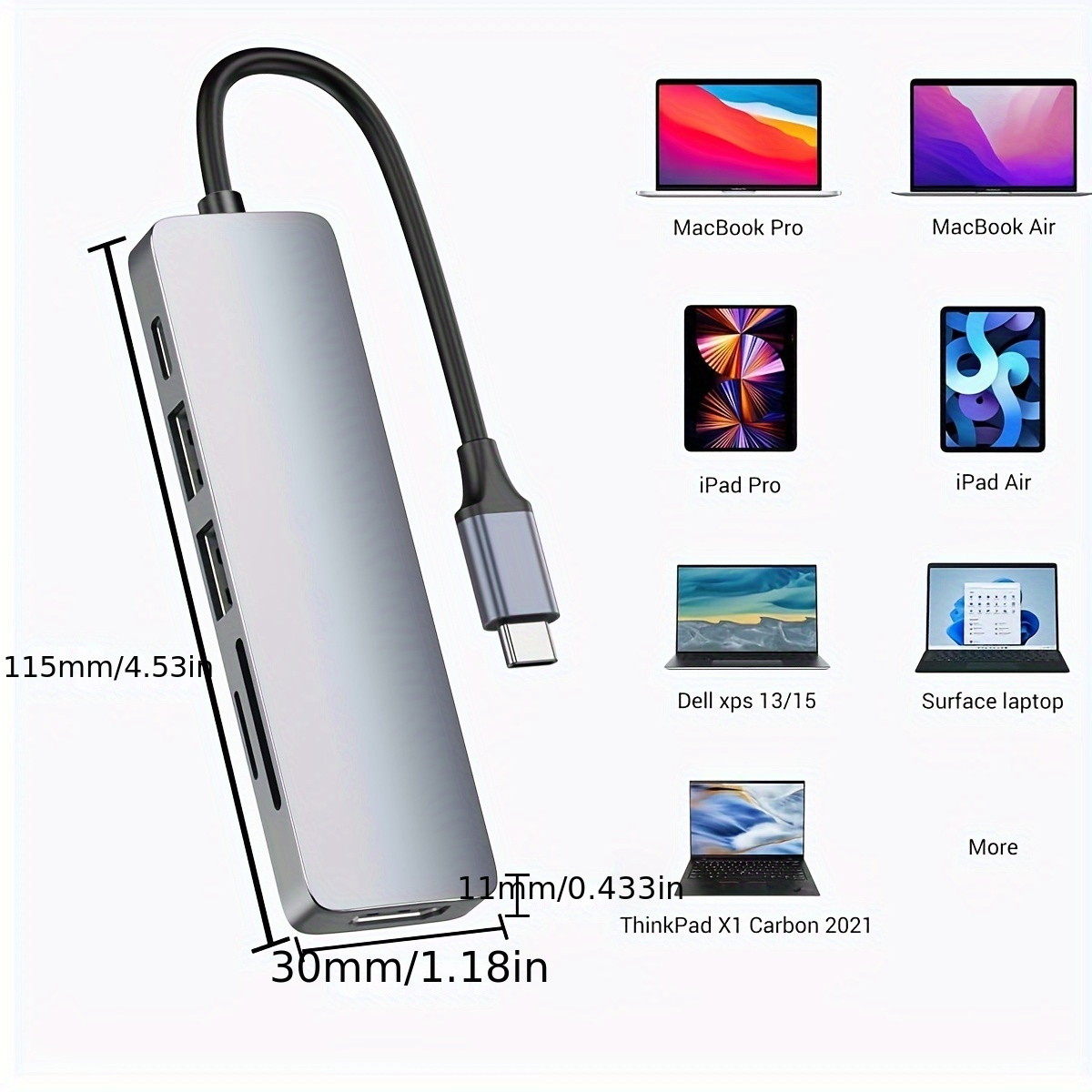 Мультипортовий адаптер USB C Hub 6 в 1 з підтримкою 4K HDTV - Temu Poland