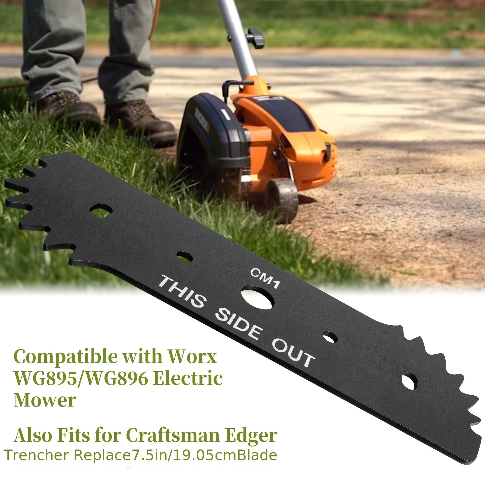 3pcs 7.5 Electric r Blades Compatible with Worx WG895 WG896 Serrated for Professional Lawn G