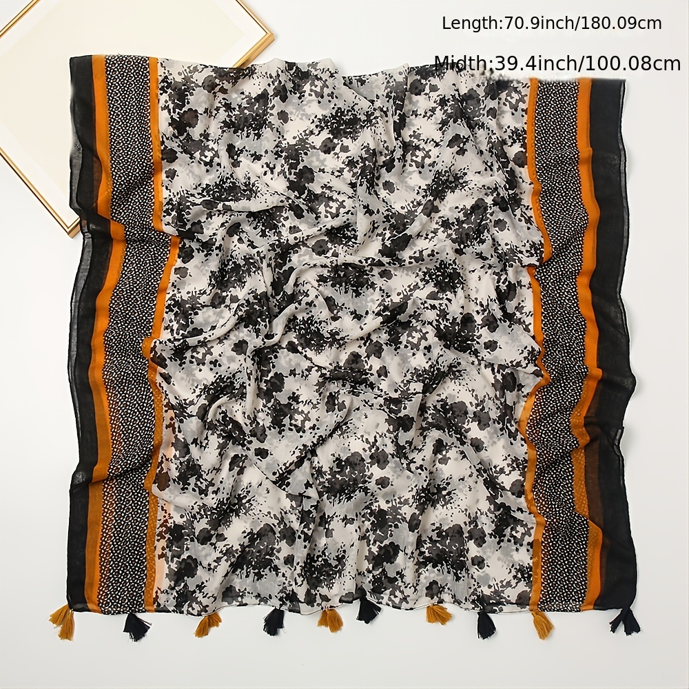 print tassel shawl scarf fashion casual vintage flower - Temu