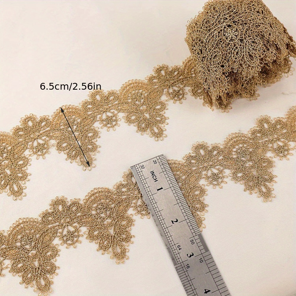 1 Yard Water Soluble Golden Thread Flower Lace Home Lace - Temu