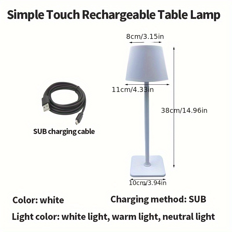 Touch controlled High legged Desk Lamp Three color Light - Temu United ...