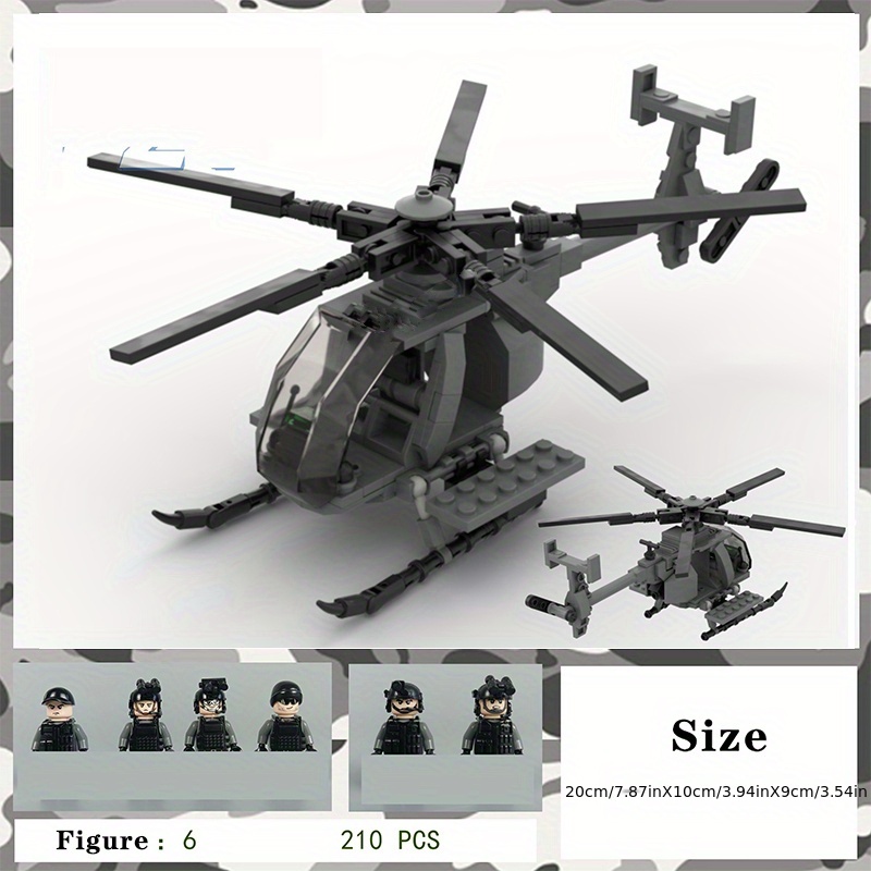 Military Series Bricks Mh 6 Helicopters Soldiers Building - Temu