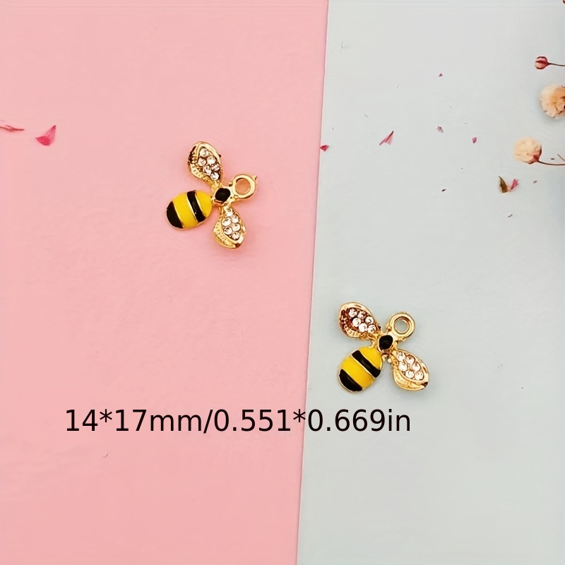 4 Styles Cute Bee Design Inlaid Rhinestones Alloy Pendants - Temu Ireland