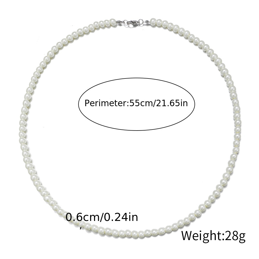 White Faux Pearl Necklace Men Beaded Collar Neck Decorative - Temu ...