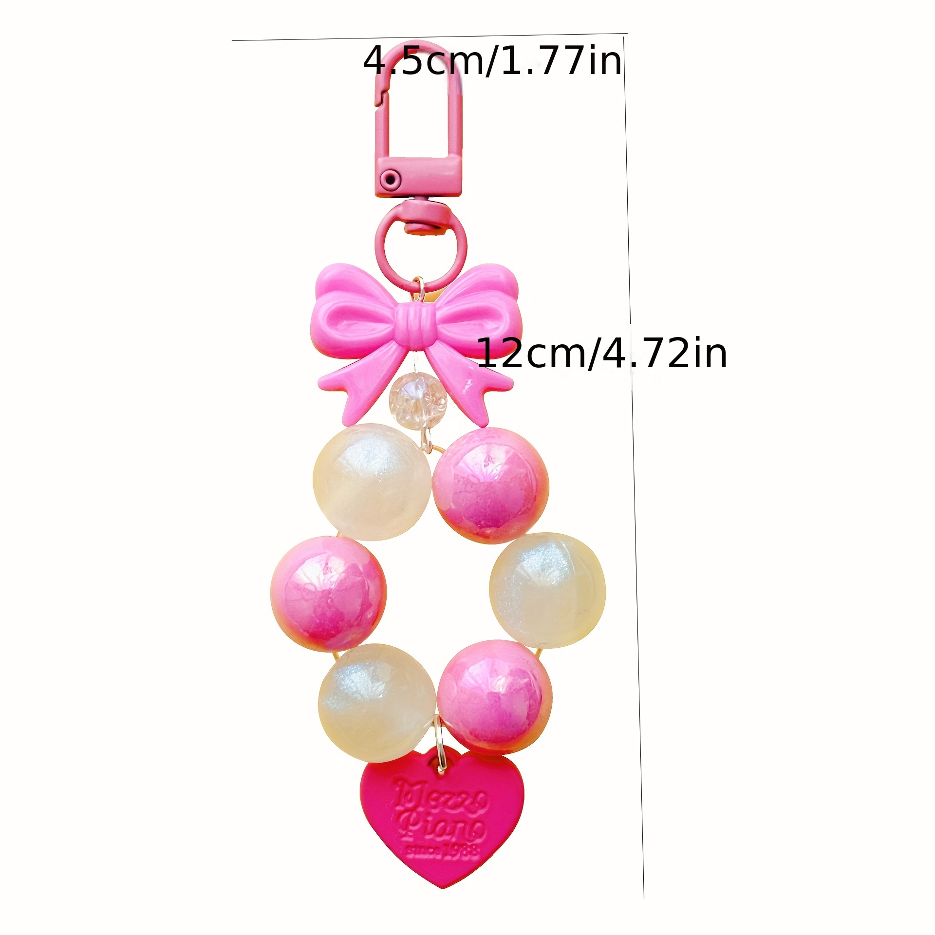 Bow Girl Heart Keychain Colorful Bead Chain Diy Car Phone - Temu Ireland