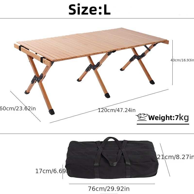 Portable Folding Wood Table Widened Solid Wood Tabletop Perfect For ...