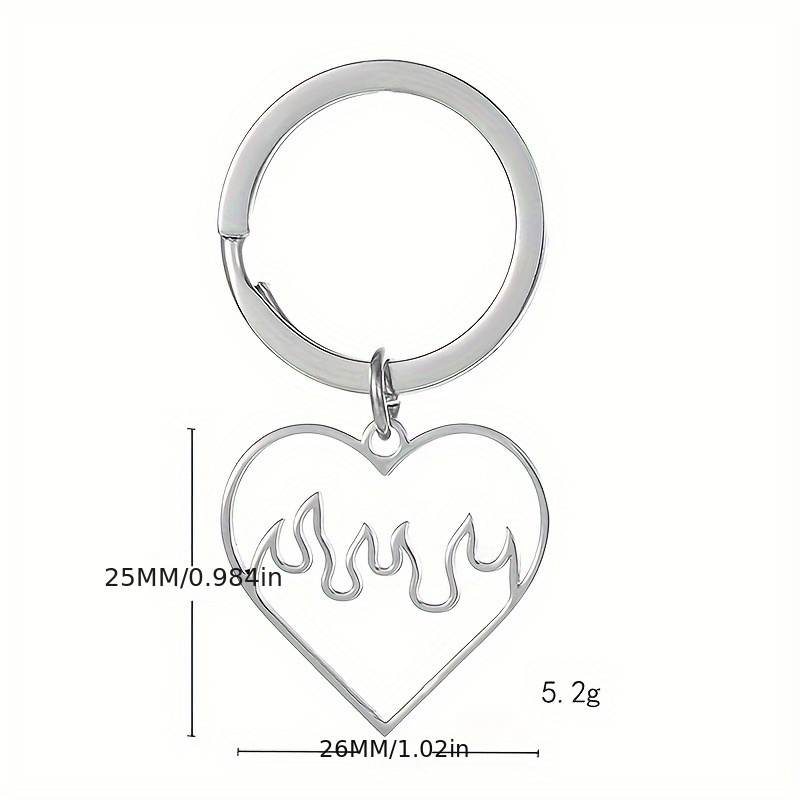 Stainless Steel Love Flame Keychain For Men Hollow - Temu Australia