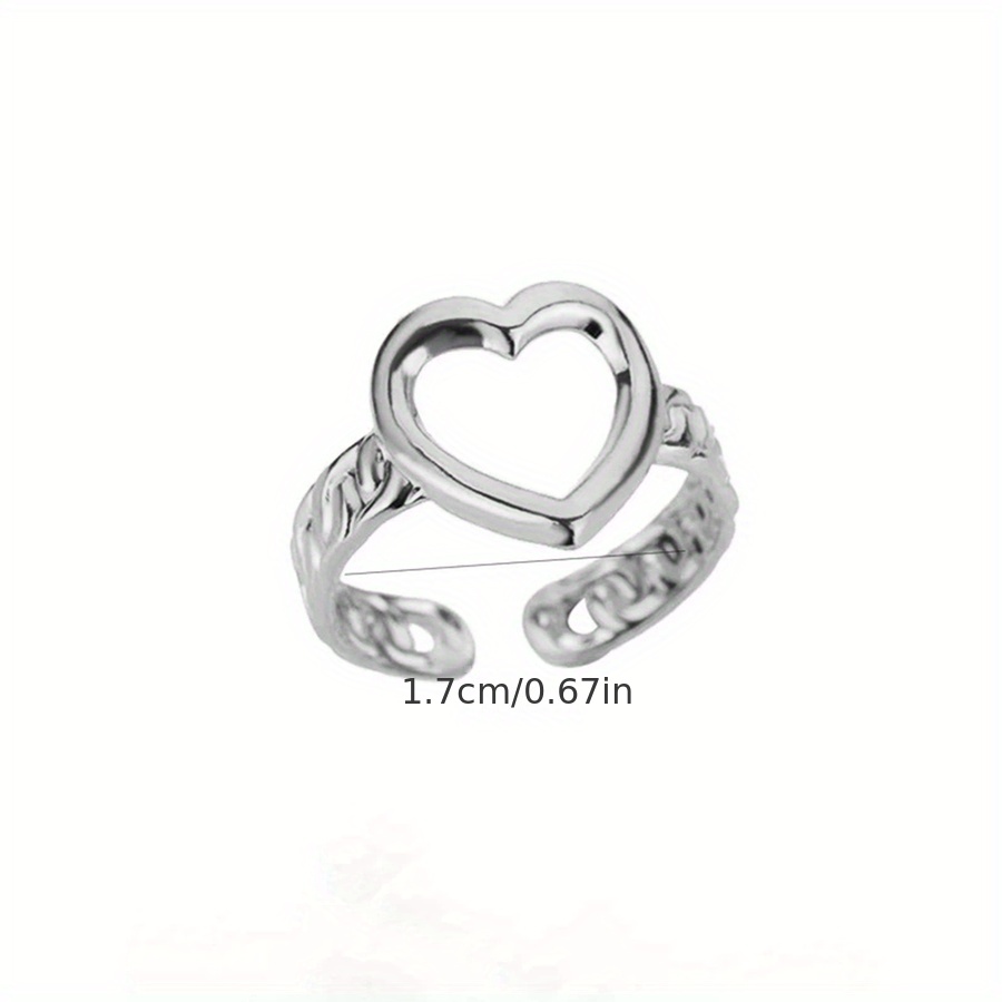 Love Heart shaped Ring Adjustable Opening Couple Stainless - Temu ...
