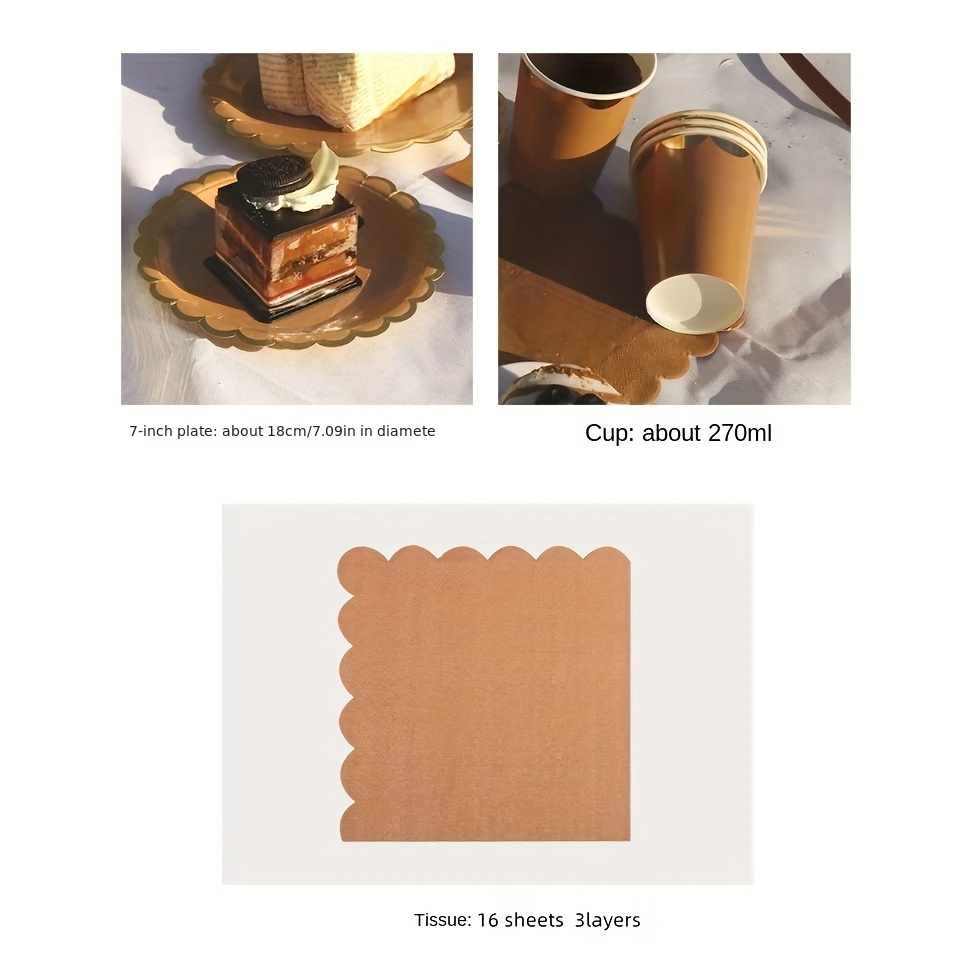 Disposable Tableware Set Kraft Paper Cups Napkins Plates - Temu Canada