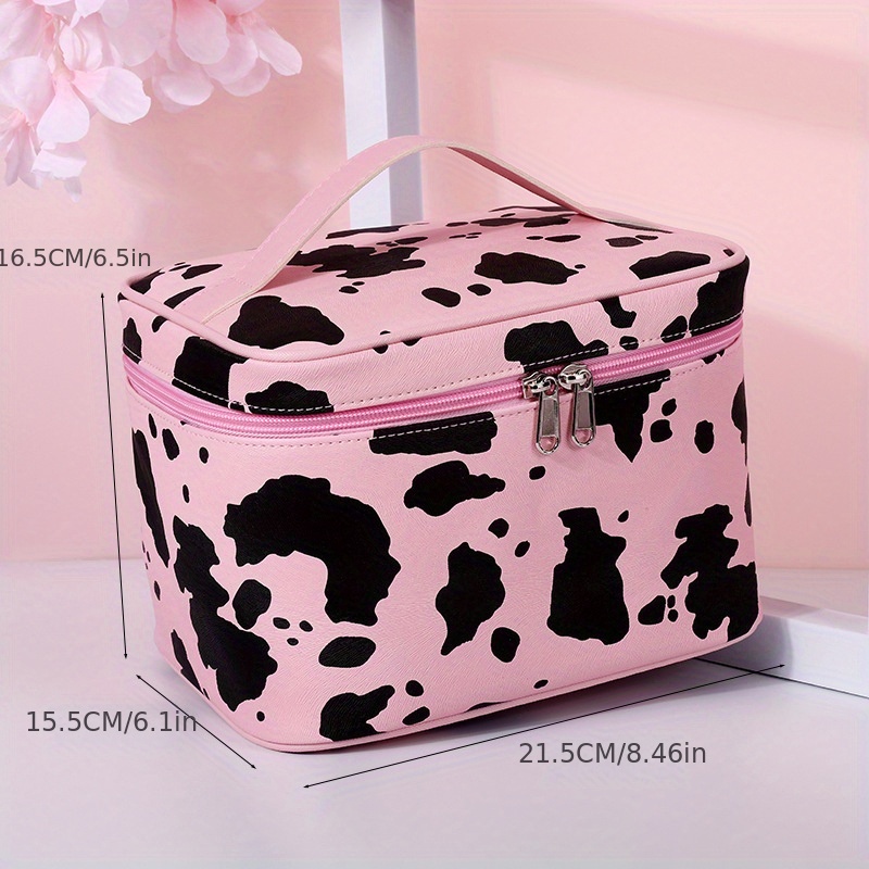 Cosmetic Bag With Handle Portable Skin Care Products Storage Bag Cow ...