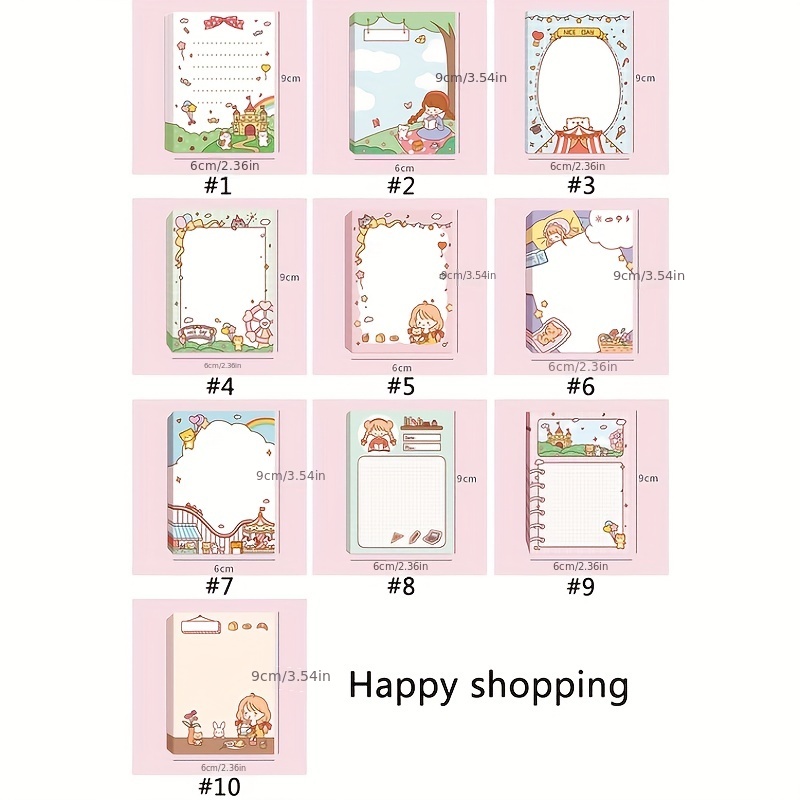 100 Cute Girl Memo Pads Cartoon Portable Message Paper - Temu