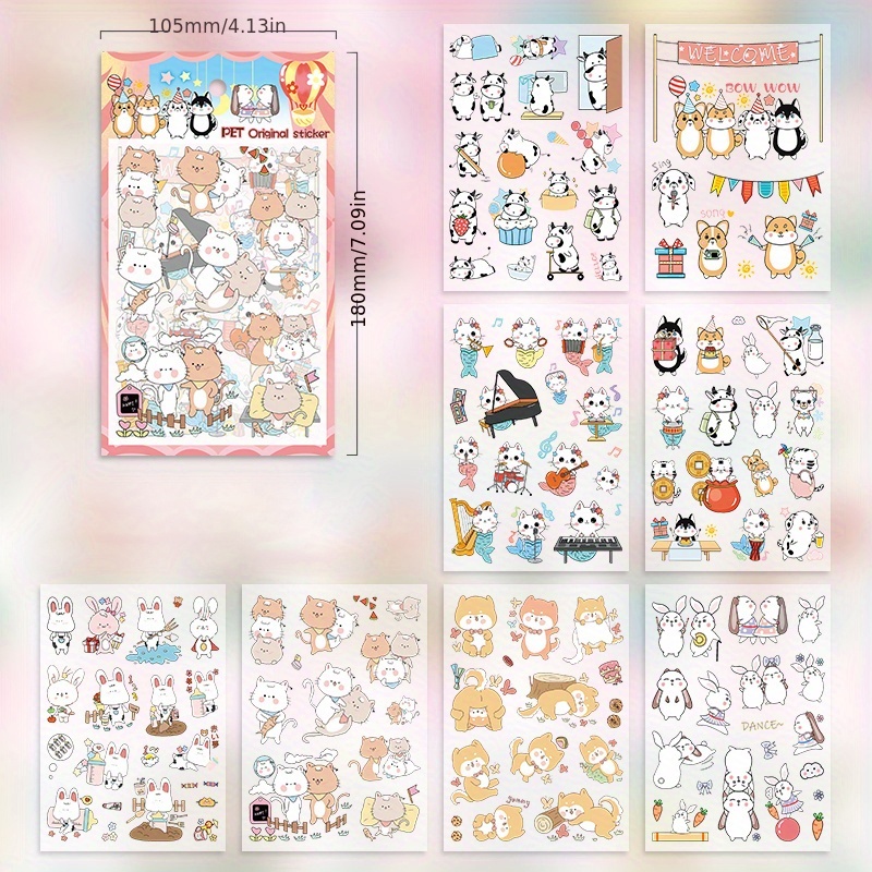 Cute Cartoon Animal Series Stickers Waterproof Hand Account - Temu ...