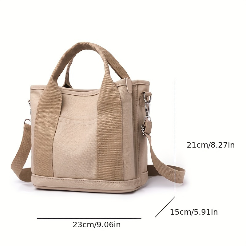 Simple Solid Color Canvas Handbag Lightweight - Temu Canada