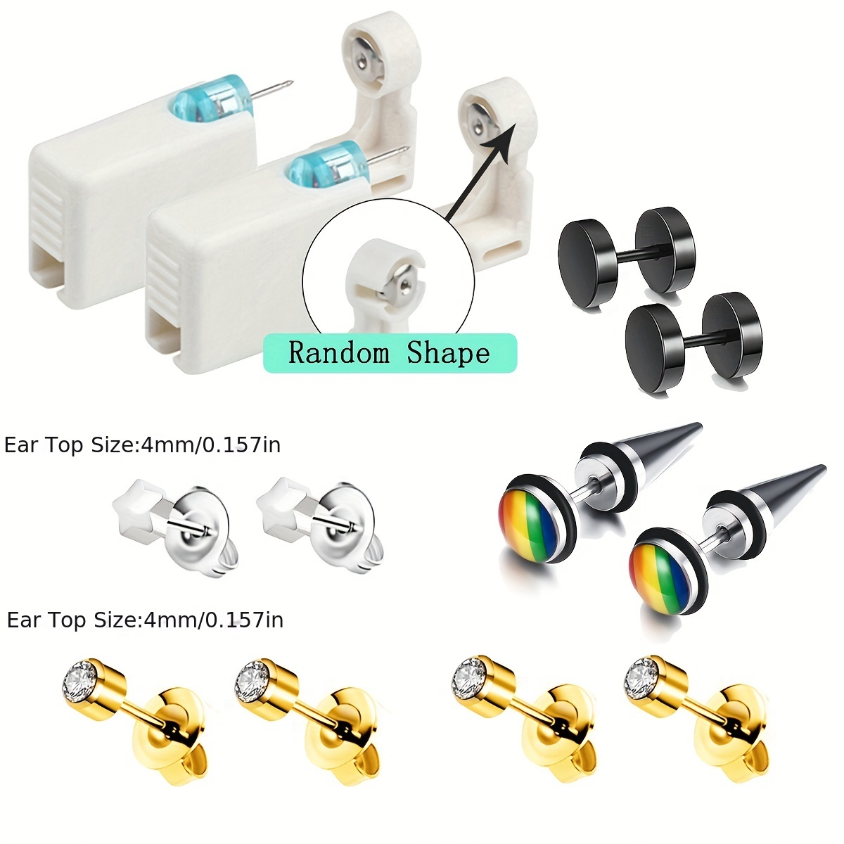 Ear Piercing Kit Disposable Self Ear Piercing Gun Kit Men's - Temu ...