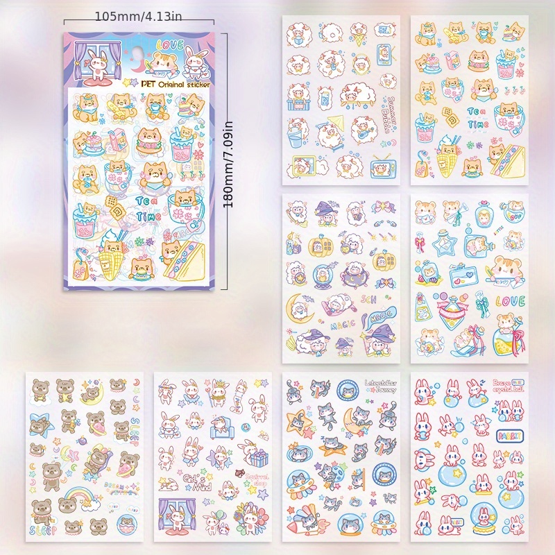 Cute Cartoon Animal Series Stickers Waterproof Hand Account - Temu ...