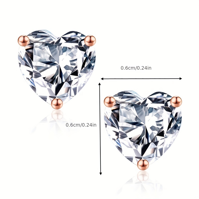 Exquisite Stud Earrings Inlaid Love Heart Shape Shiny Zircon - Temu New ...