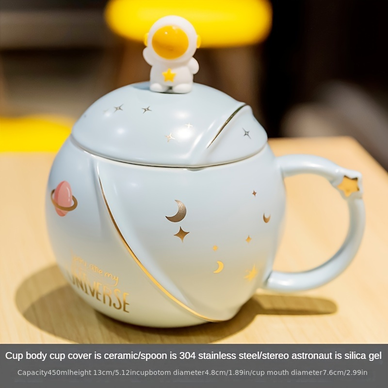 Space Astronaut Coffee Mug Lid Spoon Ceramic Coffee Cups - Temu United ...