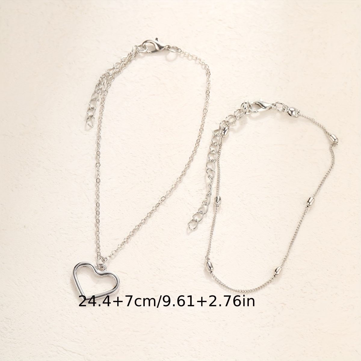 simple hollow love heart shape pendant chain anklet double - {region_name}