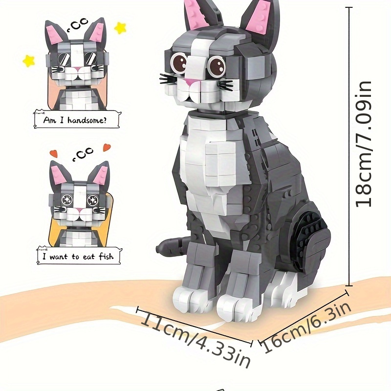 Cat Animals Building Blocks Creative Cat Figurines Cute Cats - Temu Canada