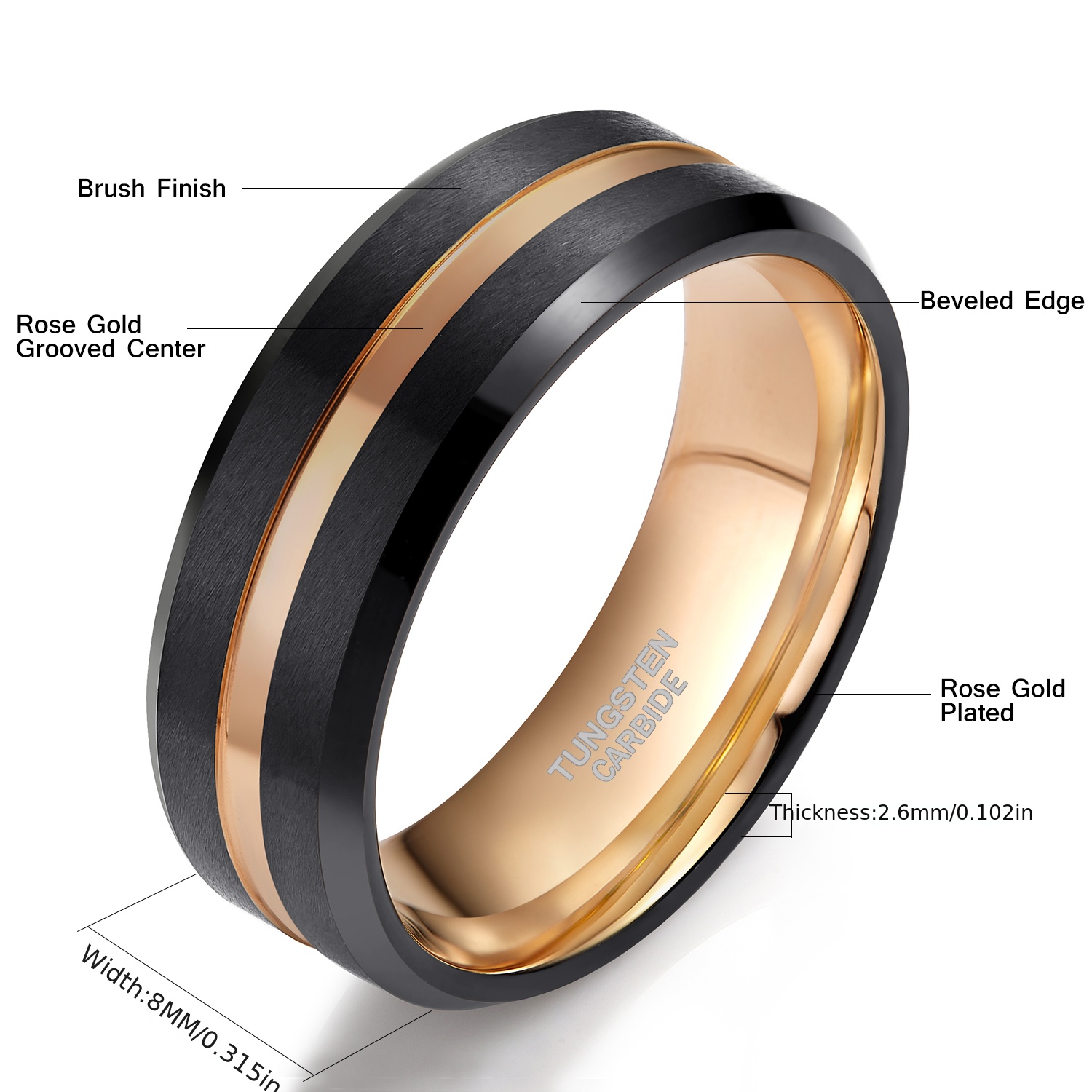 Fashion Men's Two tone Tungsten Steel Ring - Temu United Kingdom