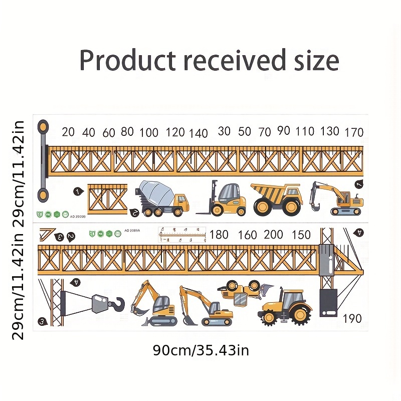 Self adhesive Height Chart Wall Sticker Excavator Tower - Temu