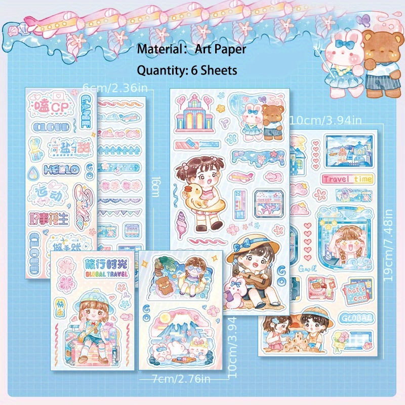 Cartoon Cute Animal Girls Art Paper Stickers Scrapbooking - Temu Norway
