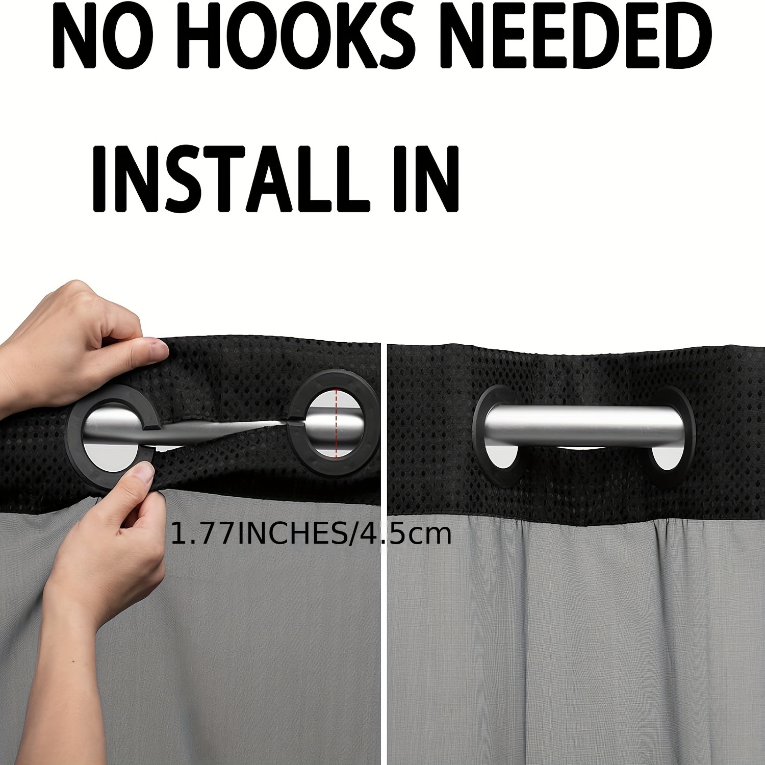 "unique Waffle Pattern" Easy-install No-hook Shower Curtain Set With ...