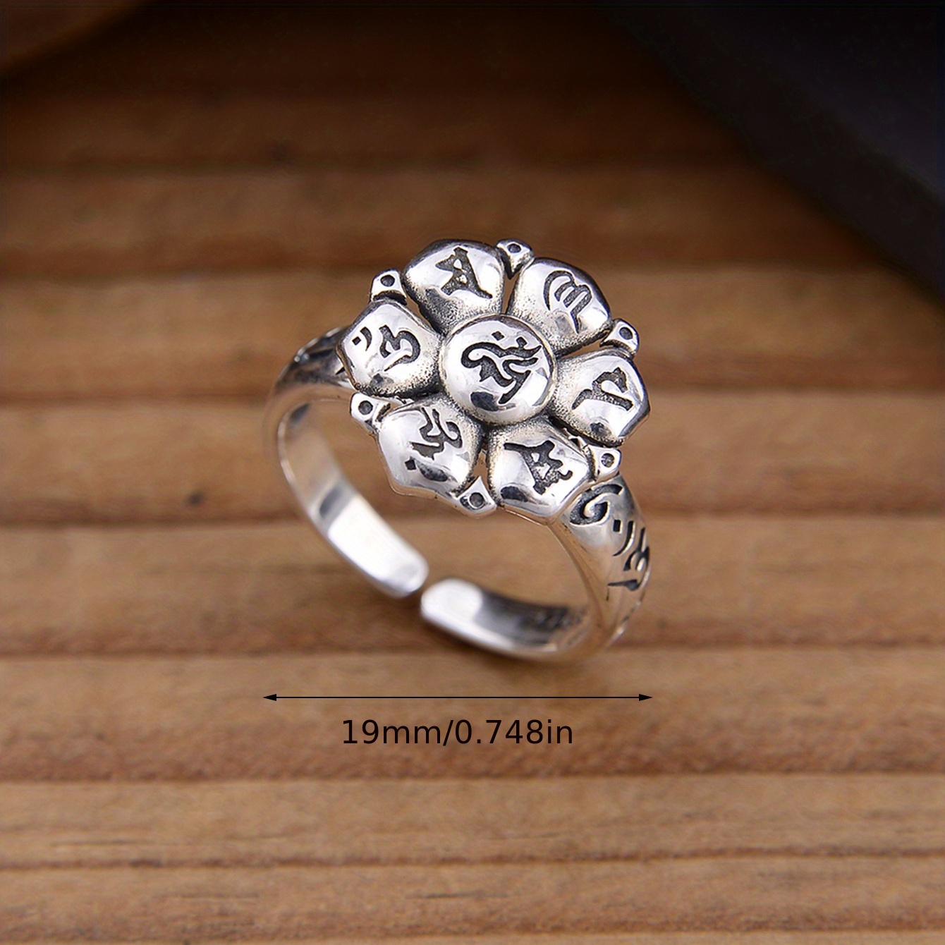 1 Stylish Retro Cool 925 Silver Six character Mantra Flower - Temu Norway