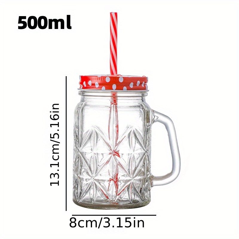 Drinking Glass Handle Lid Straw Heat Resistant Water Cup - Temu United ...