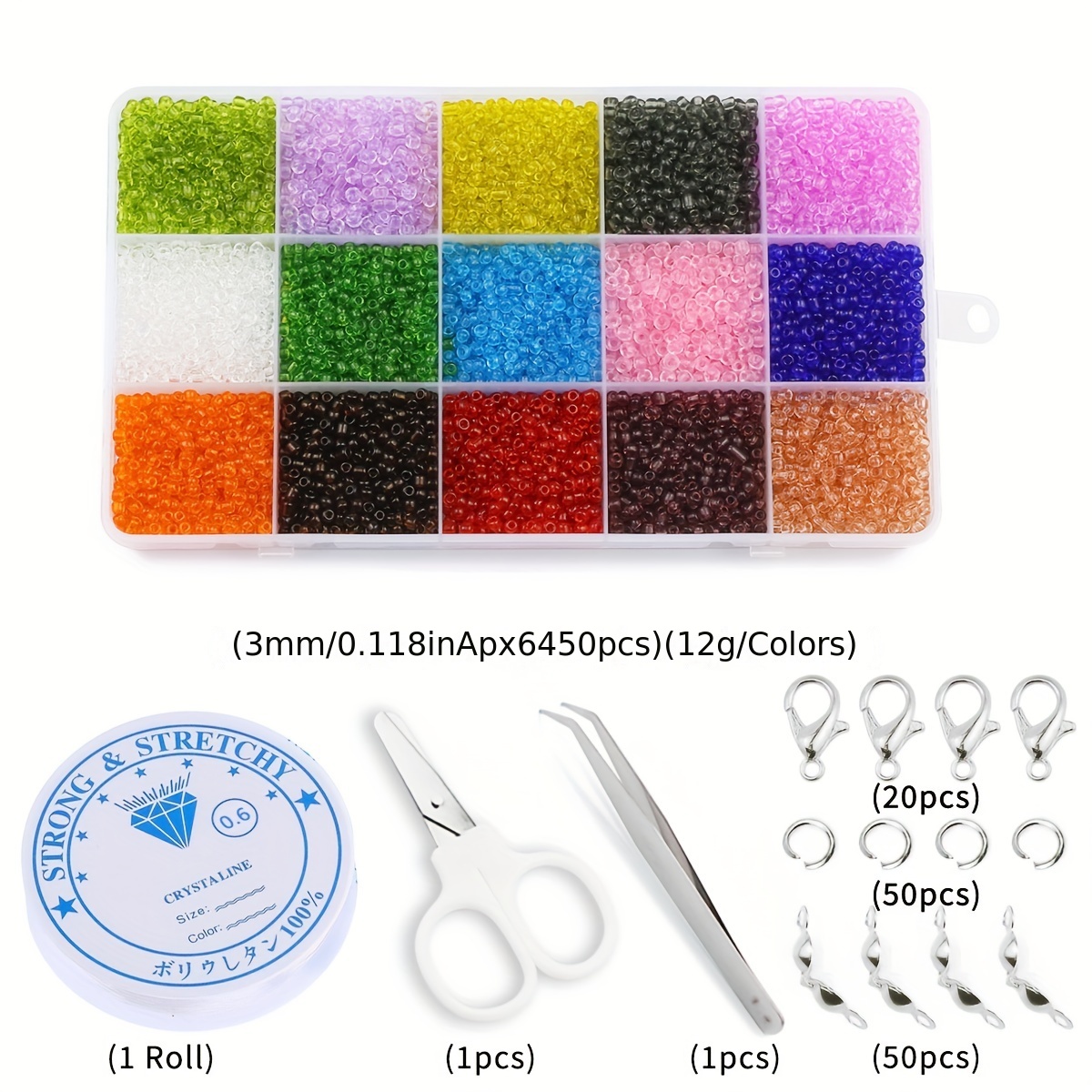 Mini Glass Beads Set Box Grid Diy Bracelet Necklace Handmade - Temu ...