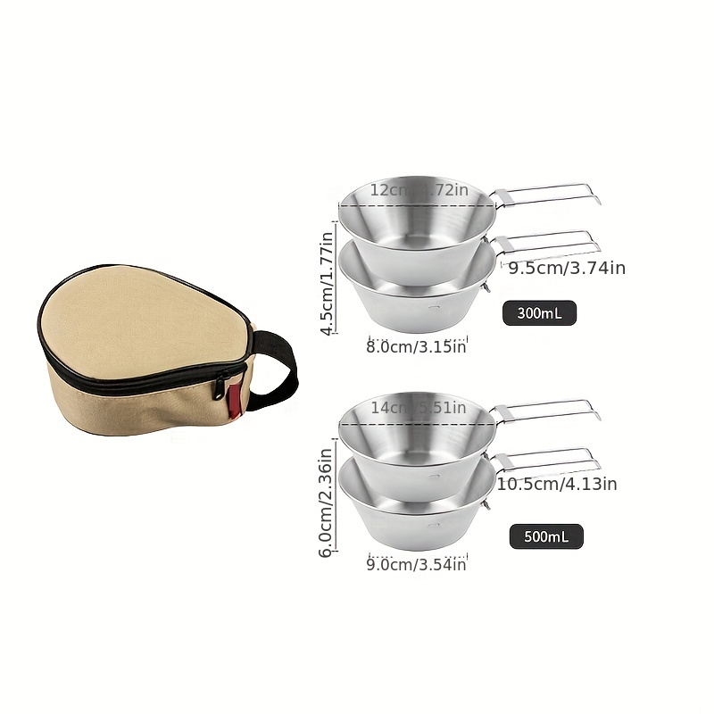300ml 500ml Outdoor Stainless Steel Folding Bowl Outdoor Camping ...